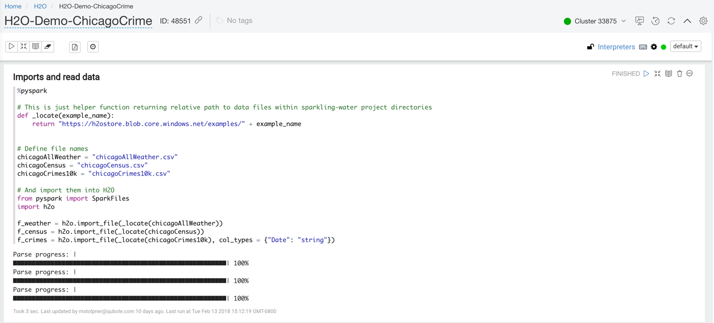 Using The H2o Framework With Apache Spark Clusters On Qubole
